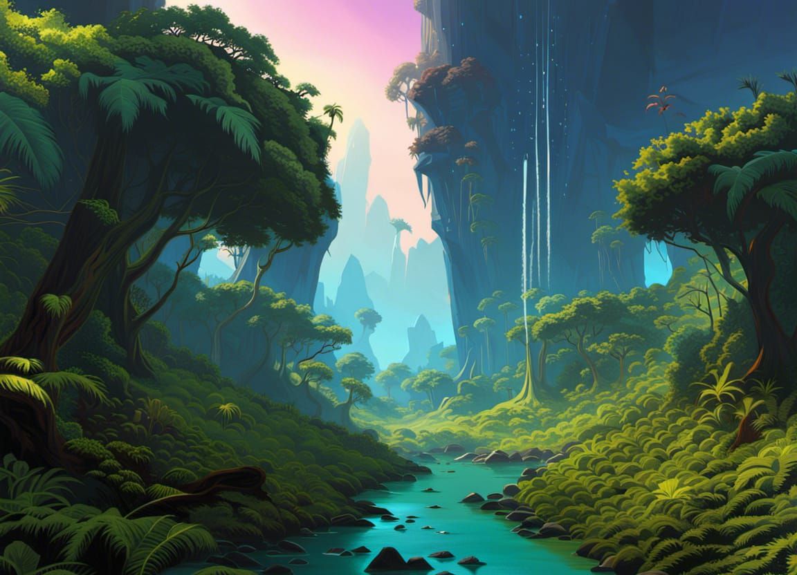 by Christopher Balaskas, an unusual jungle on an alien planet - AI ...