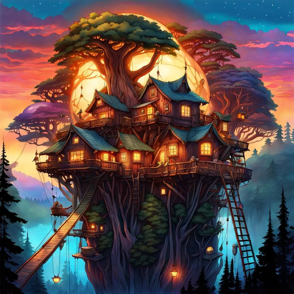 Treehouses - 15 - AI Generated Artwork - NightCafe Creator