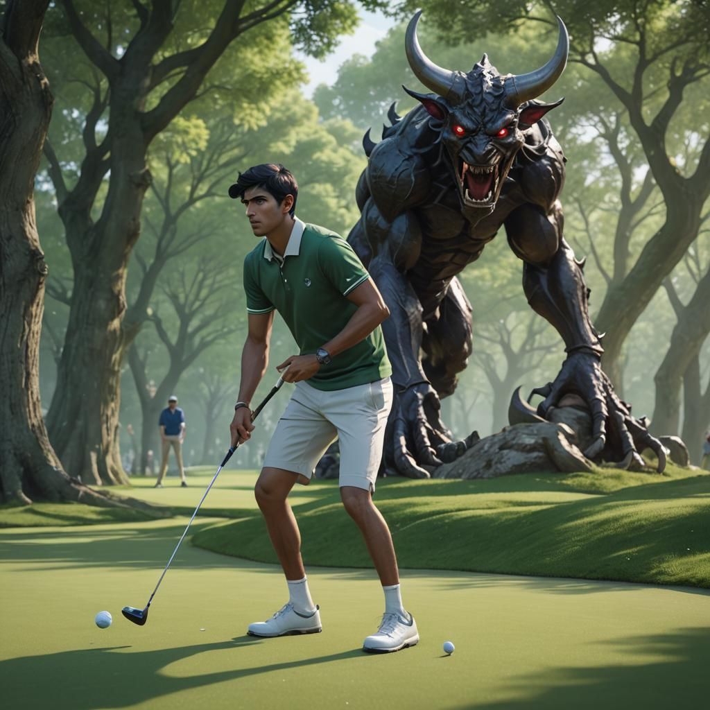 A politician playing golf with a demon - AI Generated Artwork ...