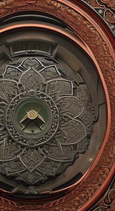 black red turtle harmonica lens mandala camera detailed matte painting ...