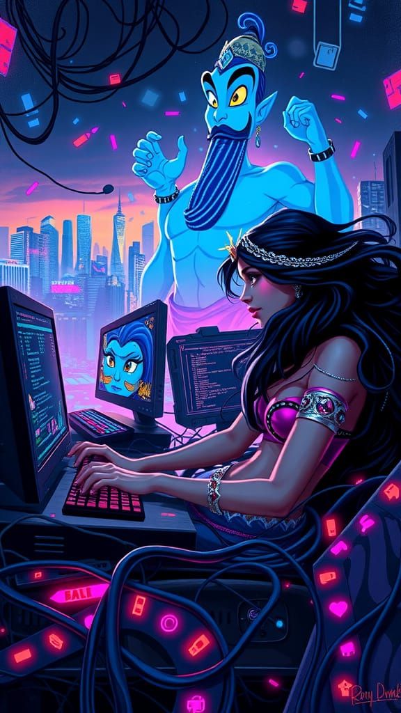 Create a full-length 3D realistic caricature of Disney's princess ...