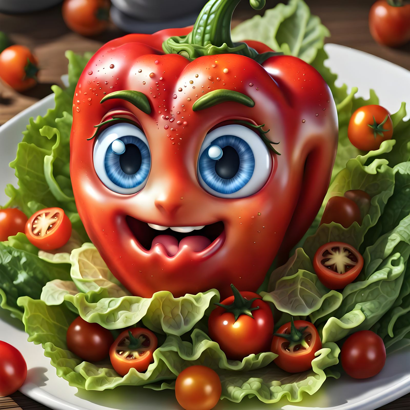 A Happy Face on a Pepper Fruit - Chibi Chili Pepper Fruit Sm...