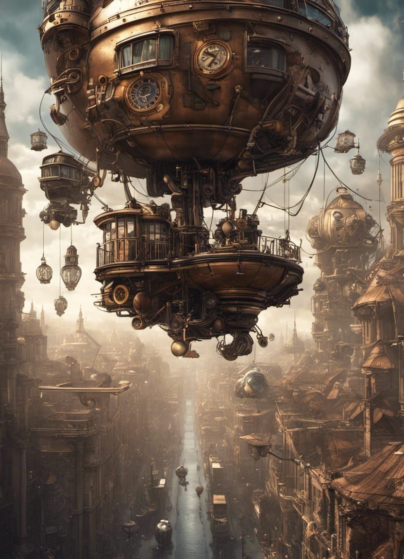 Amazing steampunk city - AI Generated Artwork - NightCafe Creator