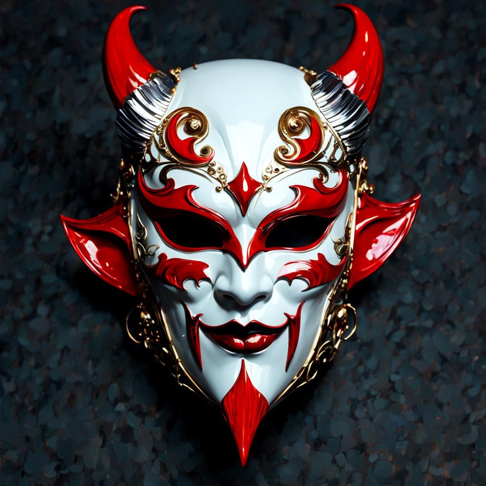 A detailed porcelain masquerade devil mask by Michael Garmash, Frank ...