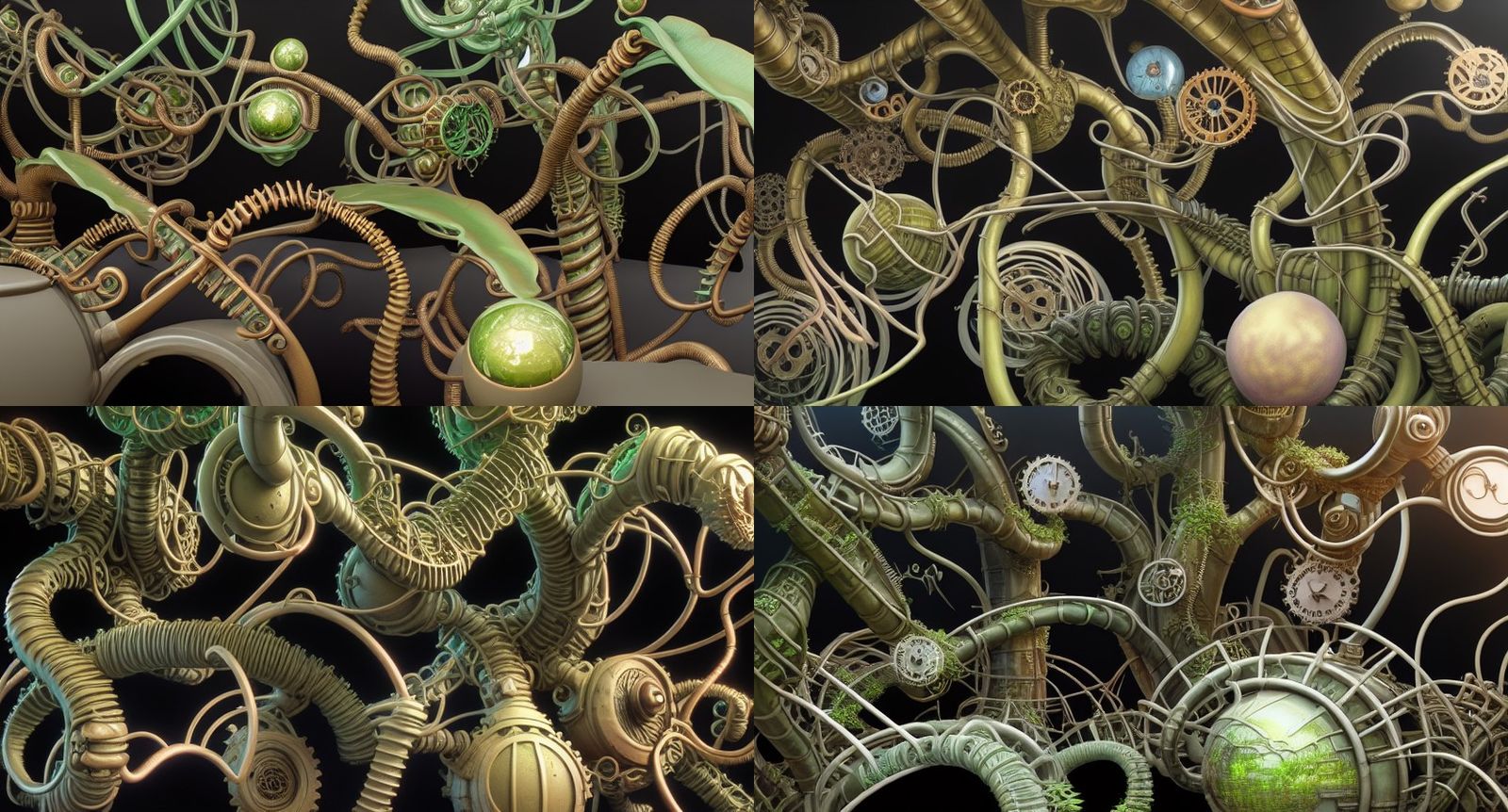 Eldritch steampunk Bonsai cyber plant , 8k resolution, fine details ...