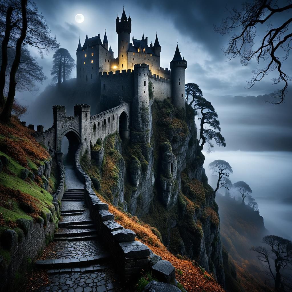 Medieval Cliffside Castle - AI Generated Artwork - NightCafe Creator