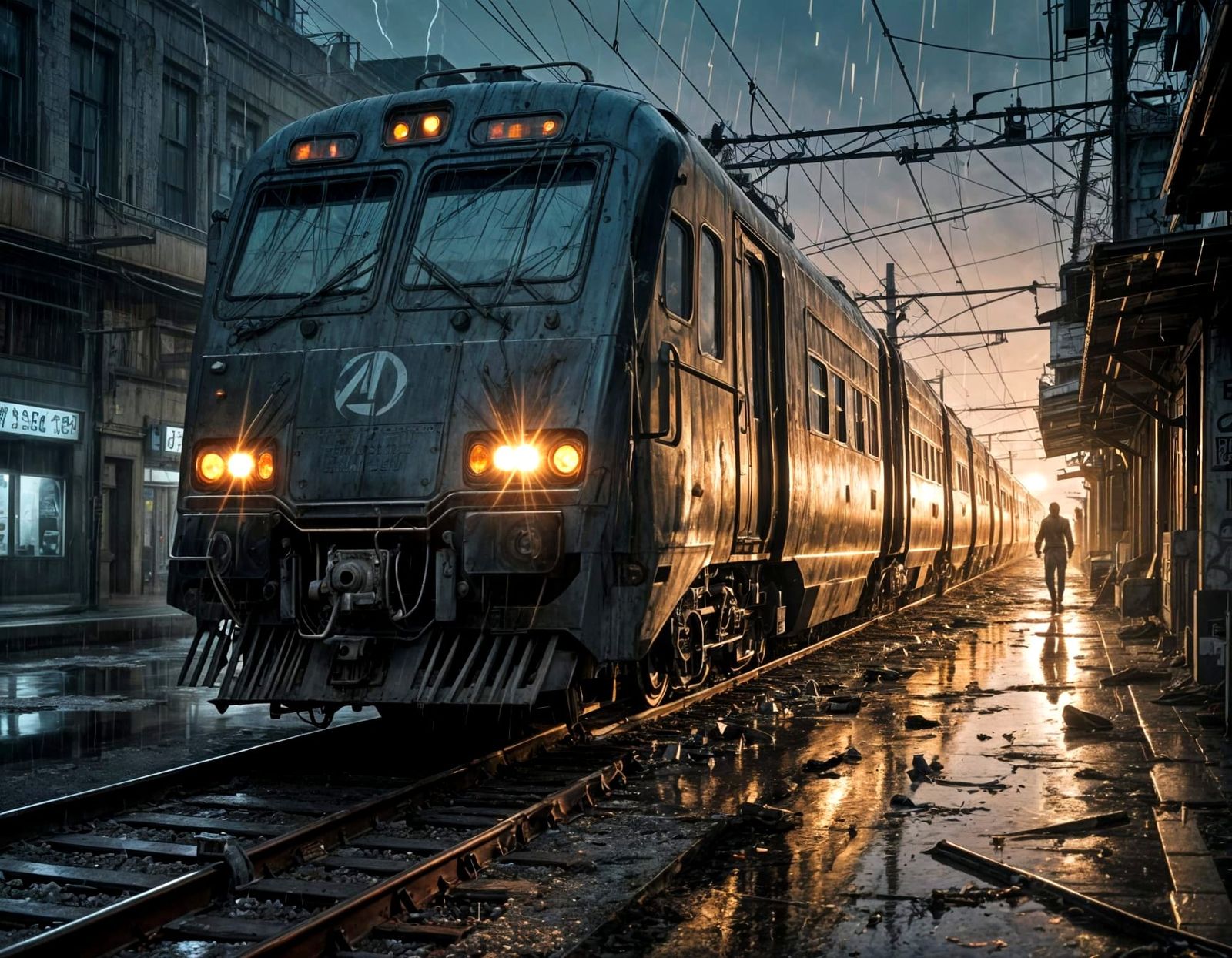 Apocalyptic Train Wreck in Manga Style - AI Art