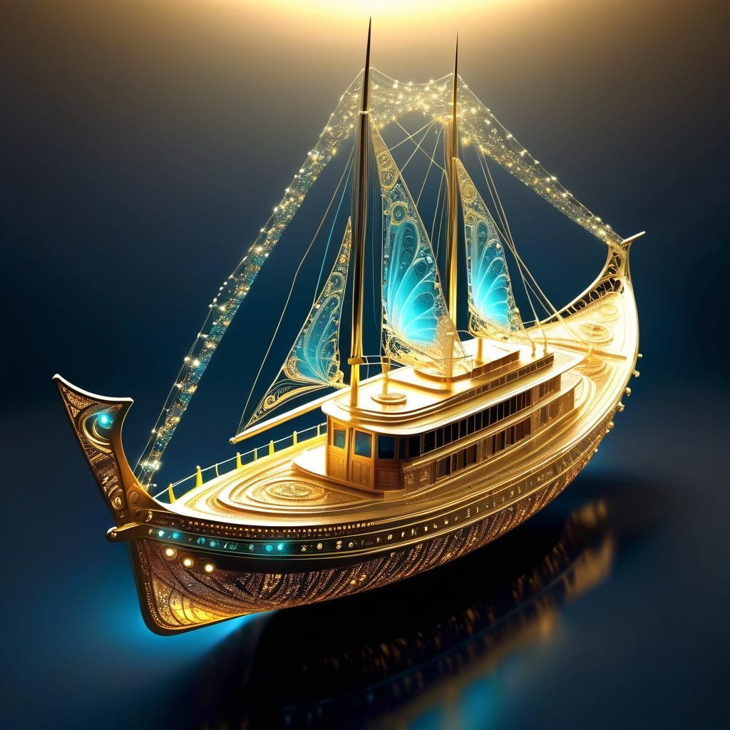 Golden Boat - AI Generated Artwork - NightCafe Creator