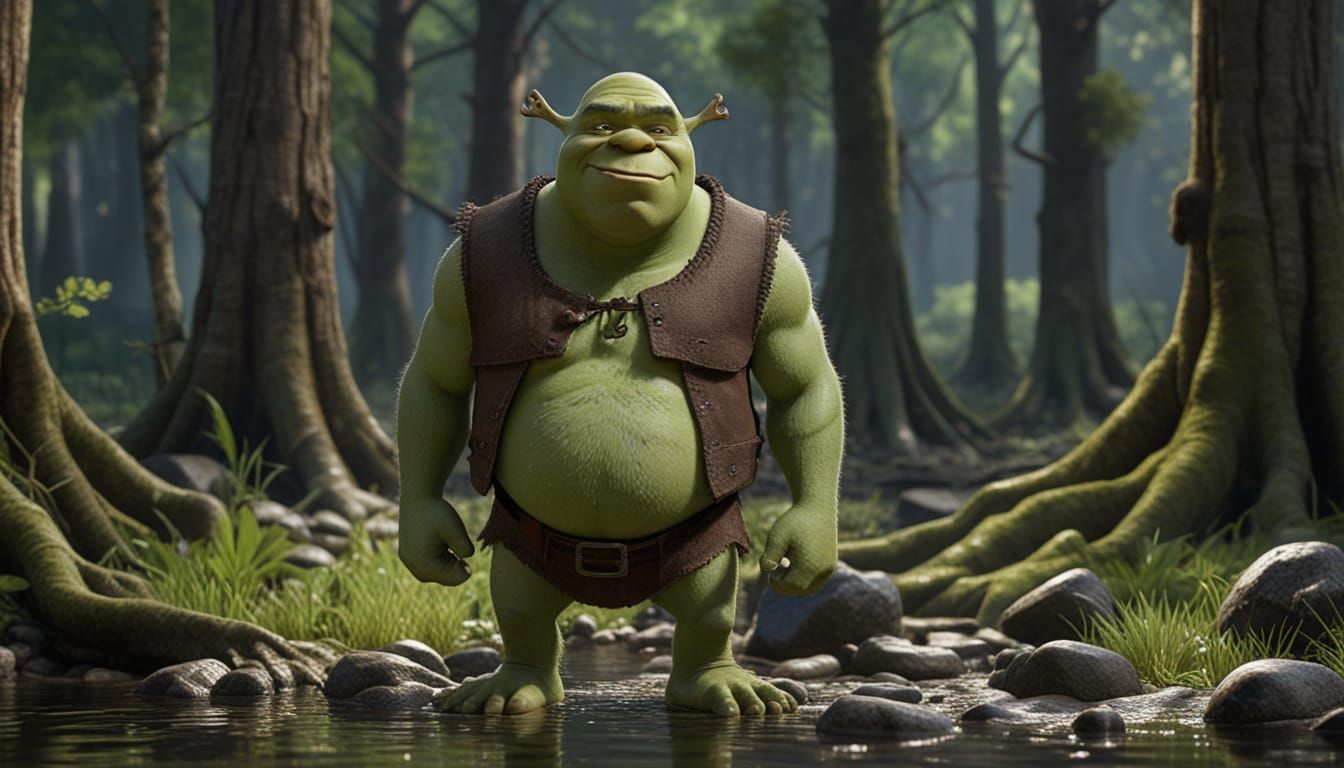 Shrek Concept Art in Vibrant, Hyper-Realistic 3D S... - AI Art