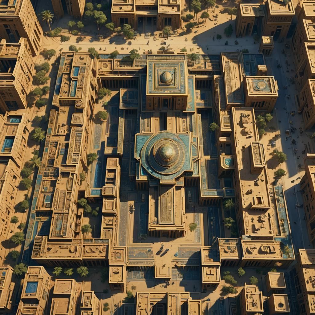 Aerial Perspective Ancient Modern Egyptian School Architecture - AI ...