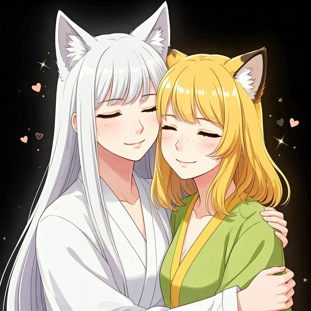 Wolfie and Tigapup hugging - Wolfie and Tigapup hugging