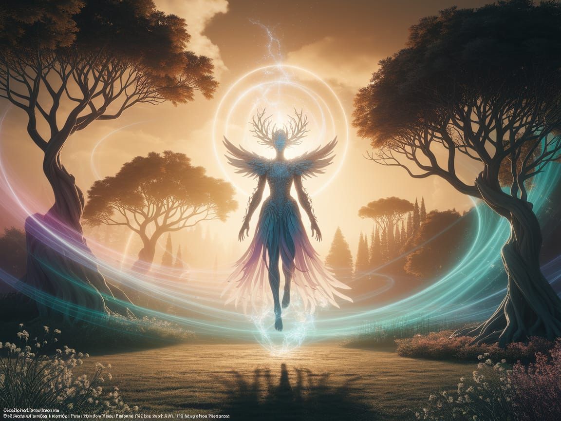 Divine AEON Illuminates Ancient Forest in Ethereal... - AI Art