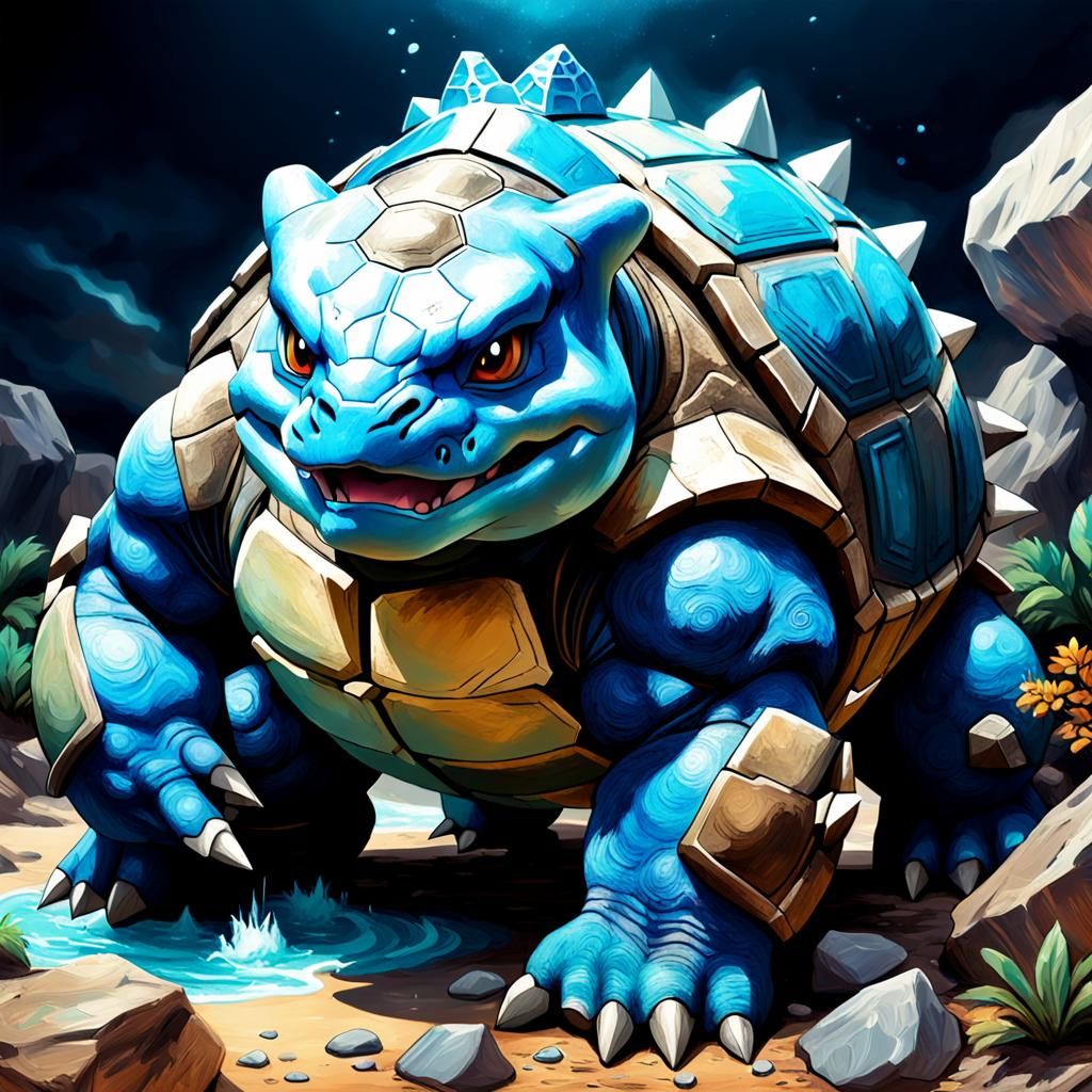Rock Type Pokémon Blastoise in Hyperrealistic Spla... - AI Art