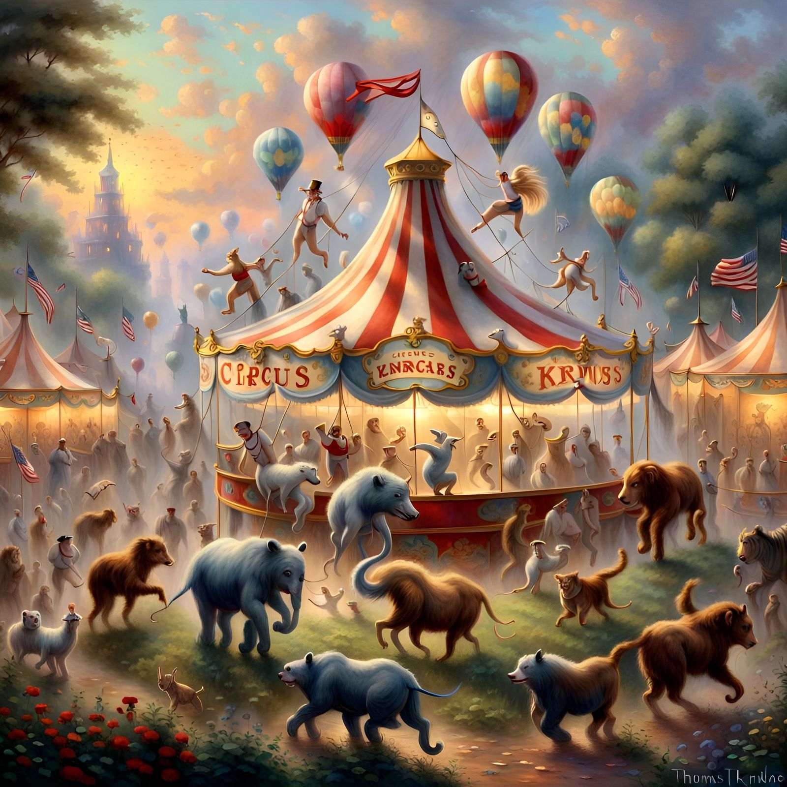 Circus animals romping, playing, having a good time - AI Generated ...