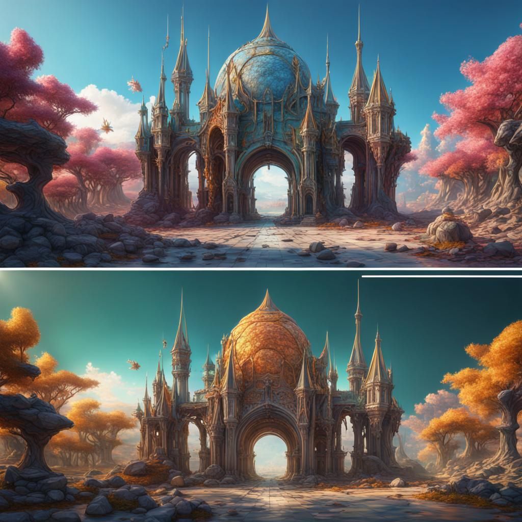 Fantasy world during 2 different seasons - AI Generated Artwork ...