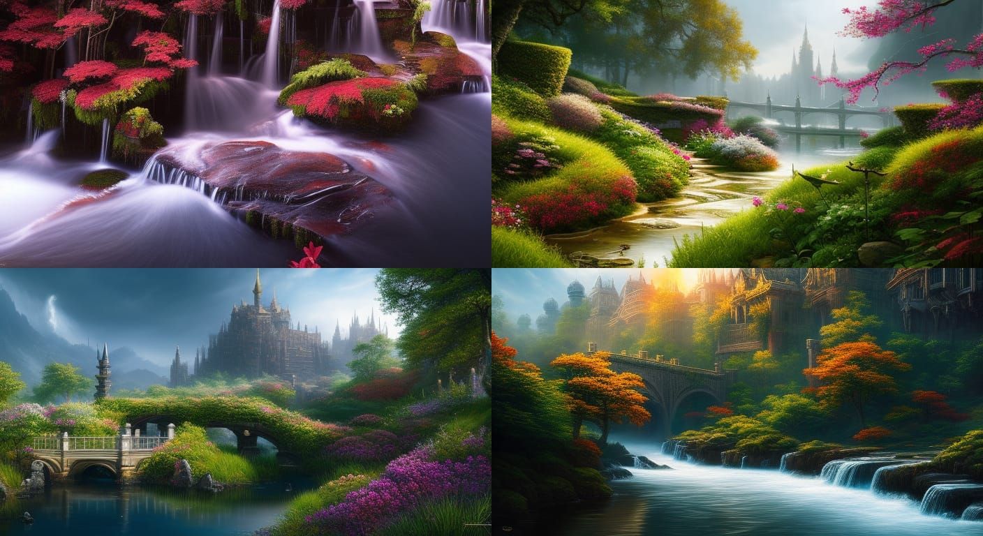 castle, terraced gardens, Path to the land of magic , realistic and ...