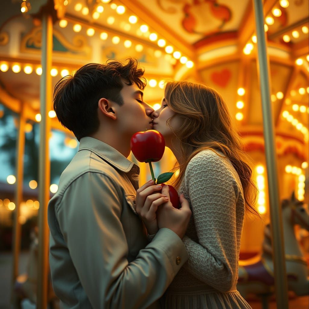 Romantic Carousel Moment Captured in Cinematic Sty... - AI Art