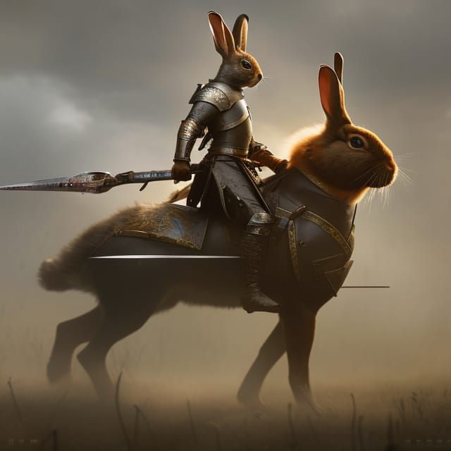 medieval rabbit warrior riding a war rabbit - AI Generated Artwork ...