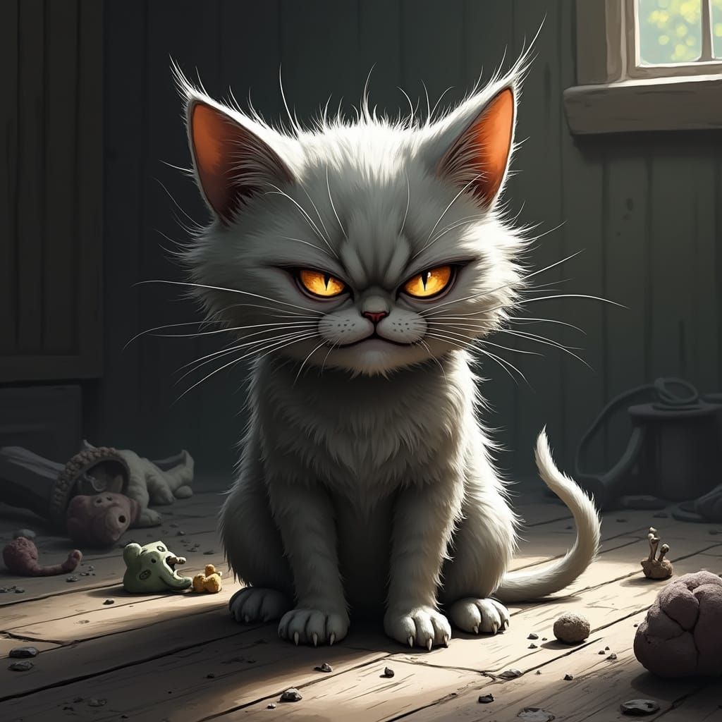 an angry cat - Furious Feline in Dark, Biomechanical Art St...