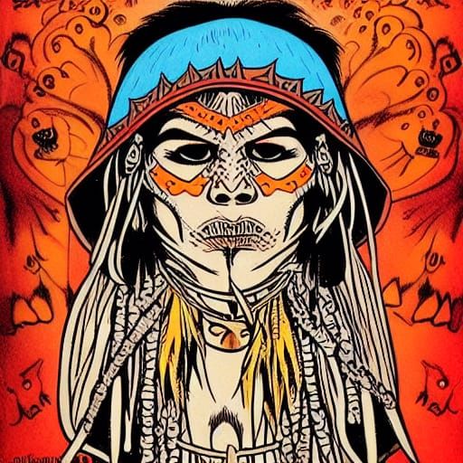 Shaman, ritual, mysticism, tribal, realistic comic book art - AI ...