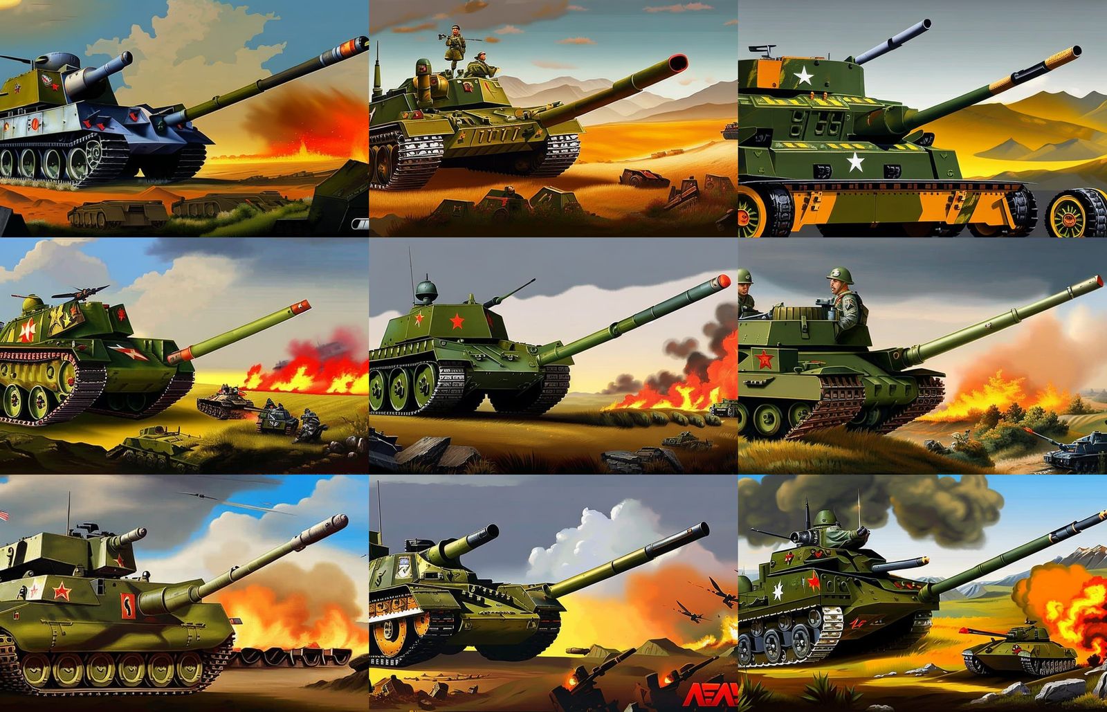 Military Tank, War, Battle, Fire, Camouflage, Detailed Painting - AI ...