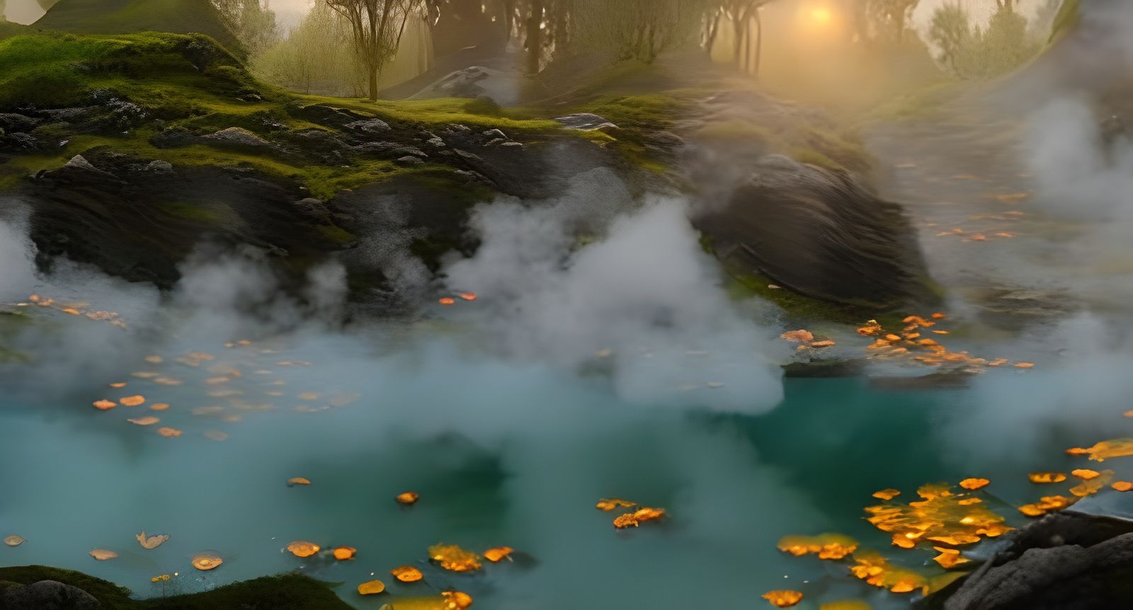 Lilypad Hot Springs - AI Generated Artwork - NightCafe Creator