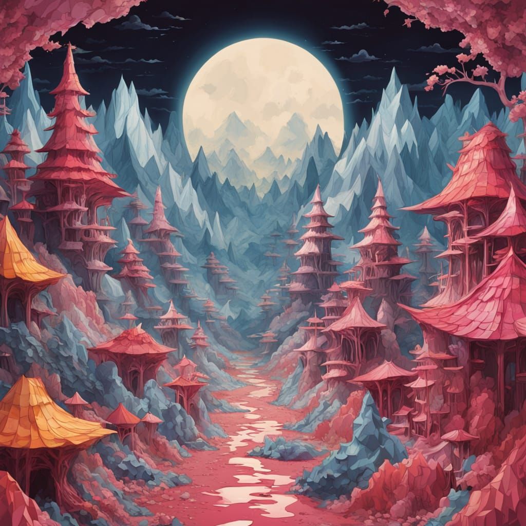 Abyss of hell - Origami Abyss of Hell in Superflat Aesthetic