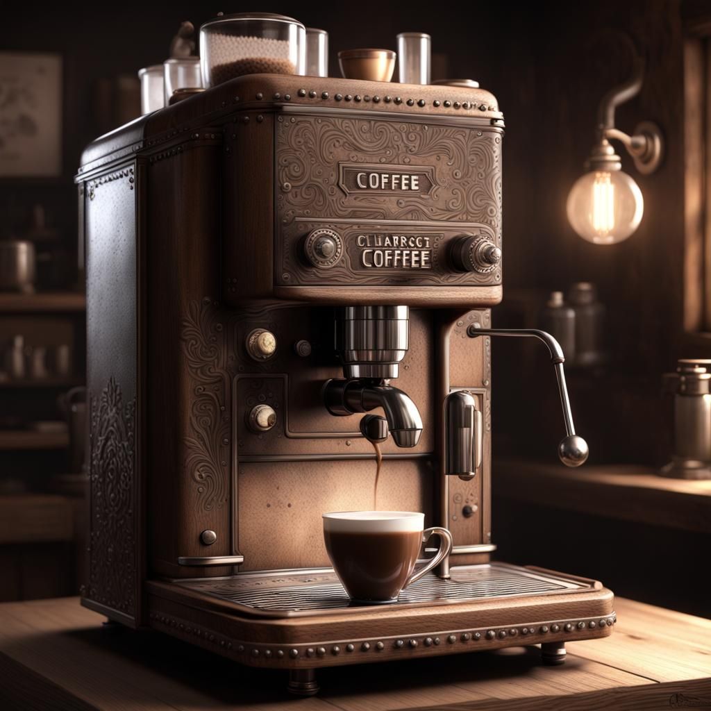 Vintage Coffe Machine - AI Generated Artwork - NightCafe Creator