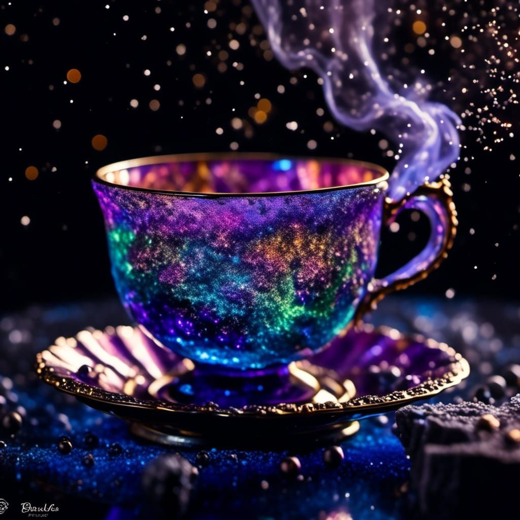 Photograph of a magical dichroic crystal Teacup Splashing smoky ...