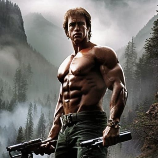 Arnold Schwarzenegger as Rambo - AI Generated Artwork - NightCafe Creator