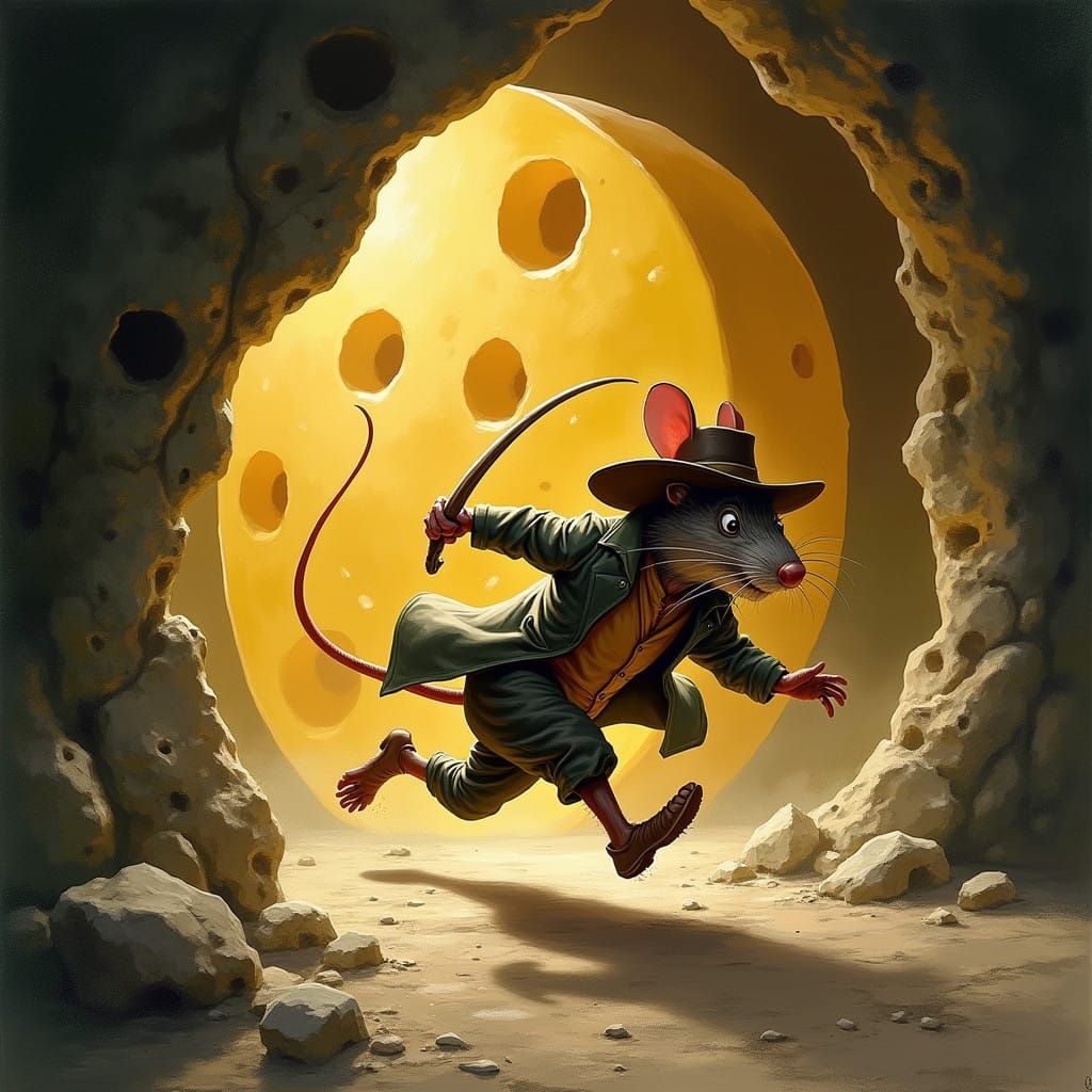 Indiana Mouse: Daring Cave Escape from Treacherous... - AI Art