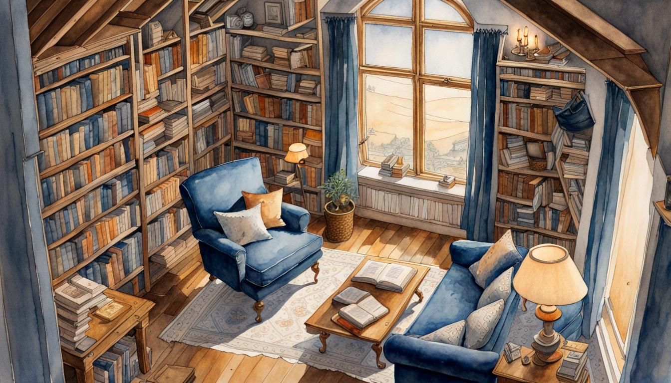 BLUE READING ROOM - AI Generated Artwork - NightCafe Creator