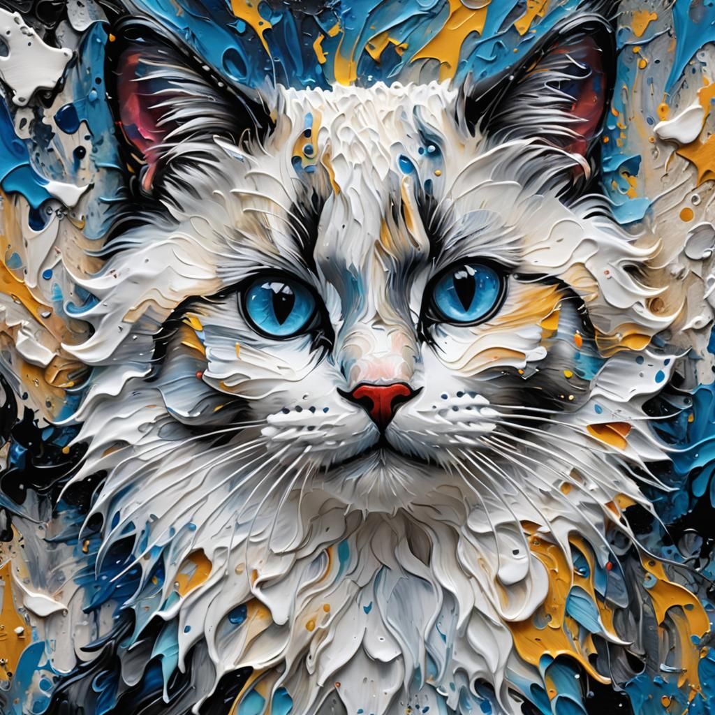 impasto painting of a cat - AI Generated Artwork - NightCafe Creator