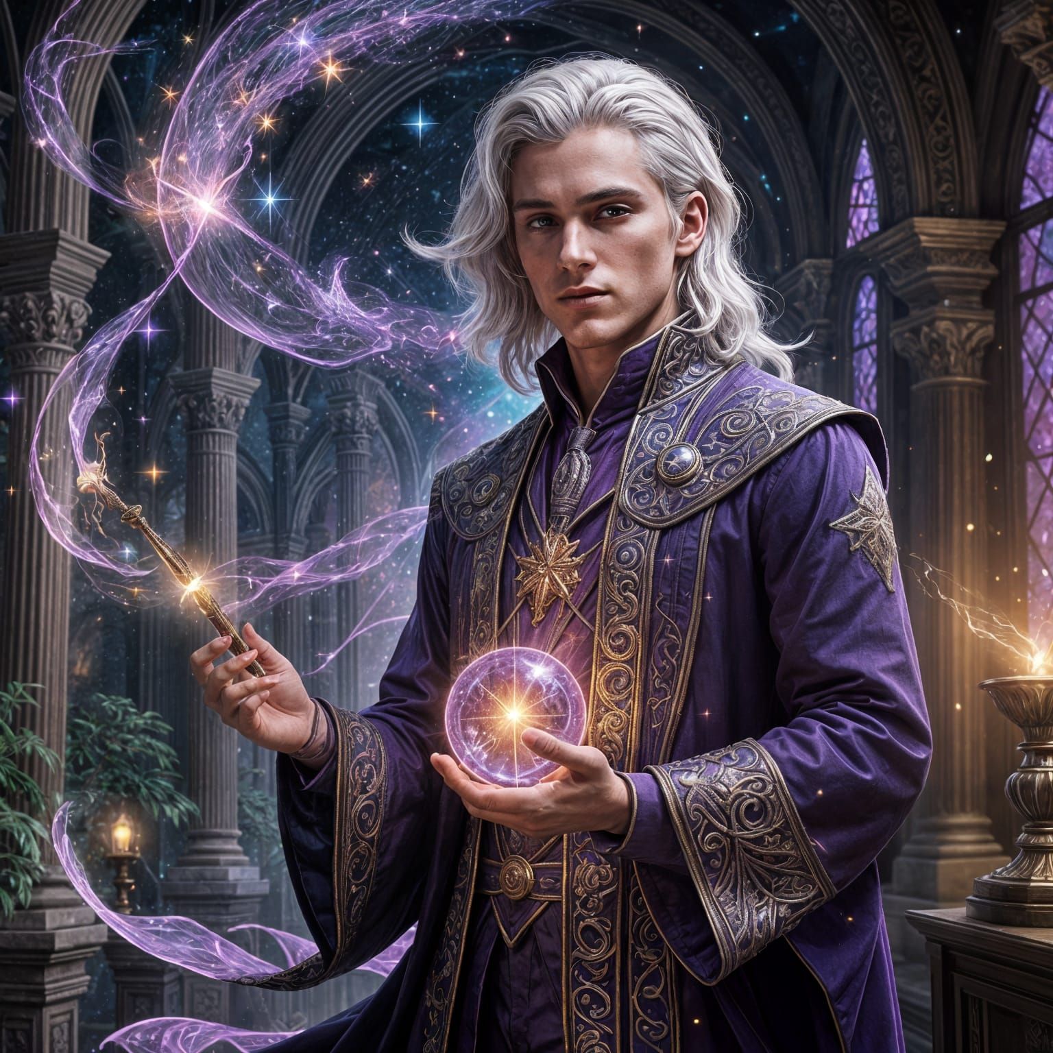 Wizard School Student Performs Enchanted Spell in ... - AI Art