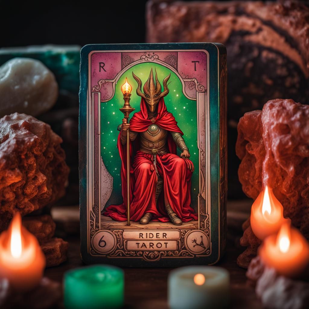 Astral Tarot Card - Alien Tarot Card with Ruby and Emerald D...