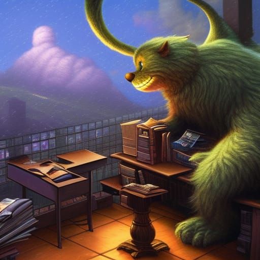 Fuzzy Guy in School - AI Generated Artwork - NightCafe Creator