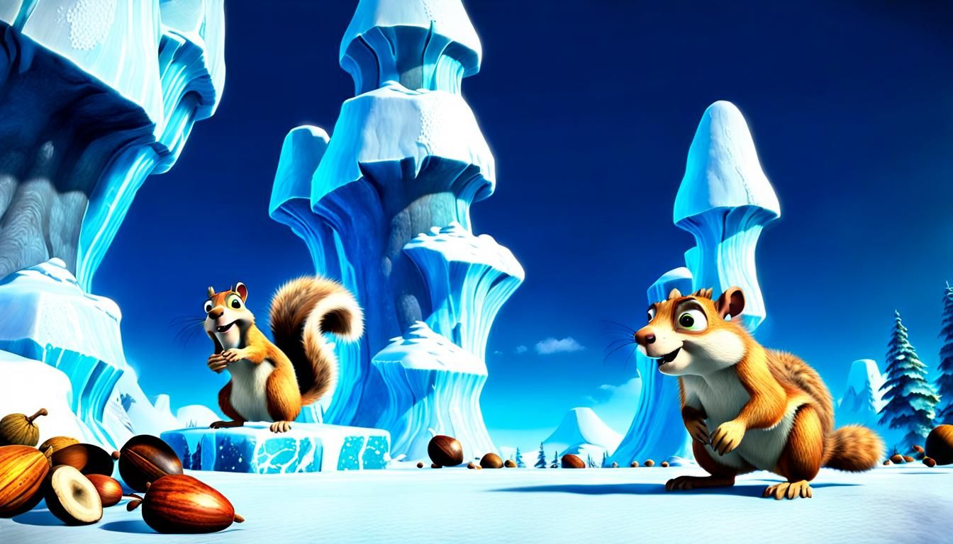 Scene from the Ice Age video game: Scrat the squirrel and the acorn by ...