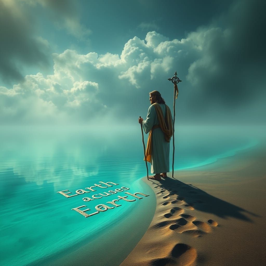 Mystic Jesus Depicts Earth's Cosmic Confrontation - AI Art