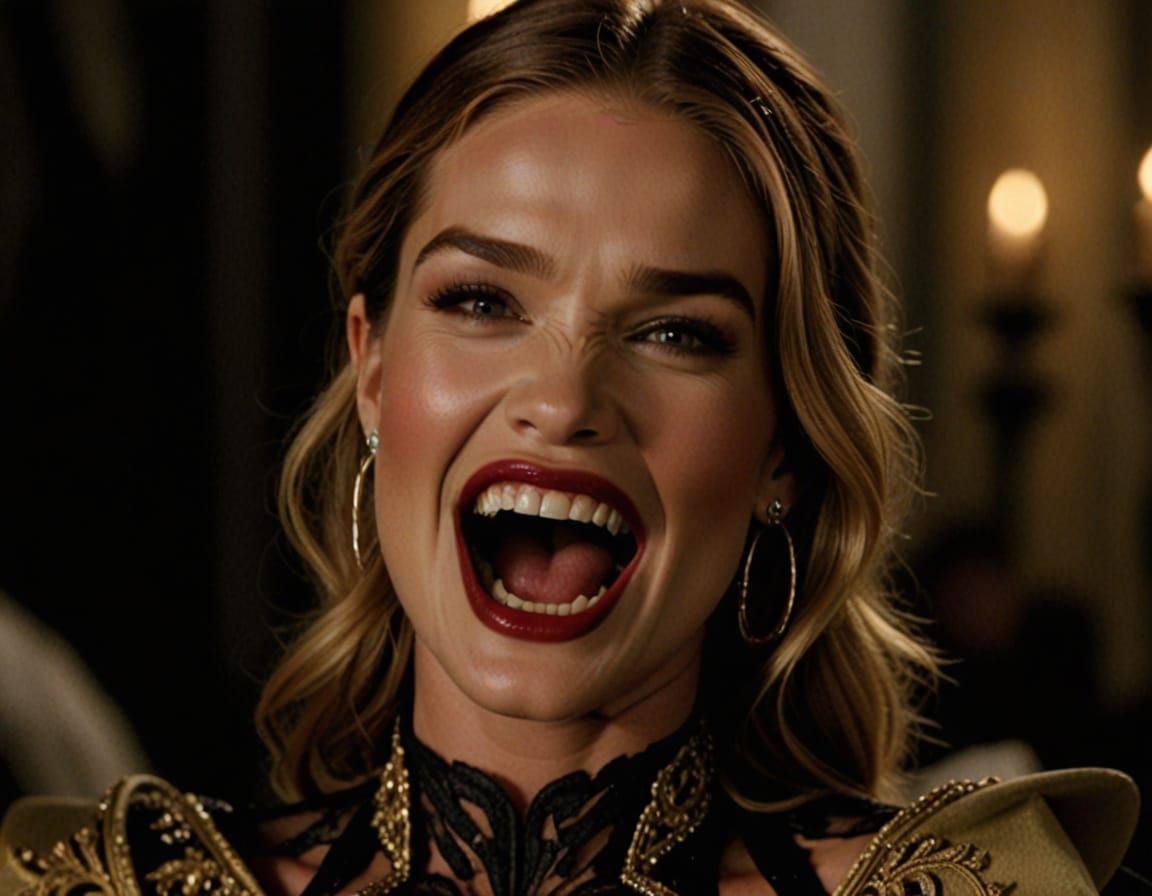 Vampire Goddess Unleashes Fierce Roar in Dark Fant... - AI Art