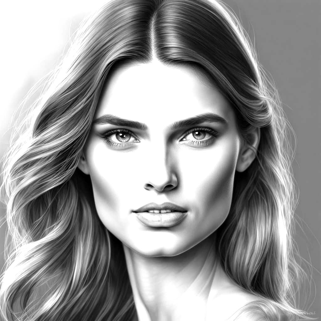 Bianca Balti Portrait in Pencil Drawing Style - AI Art