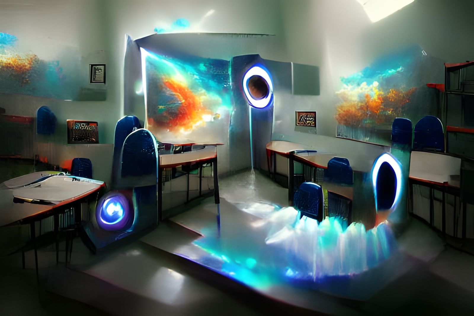 classroom with portals to another dimensions - AI Generated Artwork ...