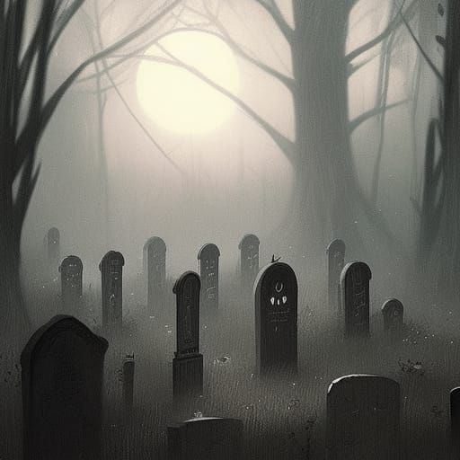 Misty Graveyard - AI Generated Artwork - NightCafe Creator