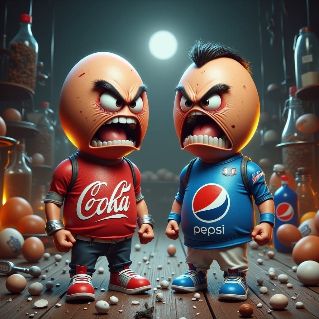 A Coke Person Faces Off Against a Furious Pepsi Pe... - AI Art