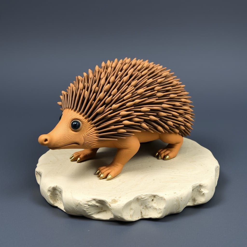 Surreal Clay Hedgehog in a Mosaic Art Style - AI Art