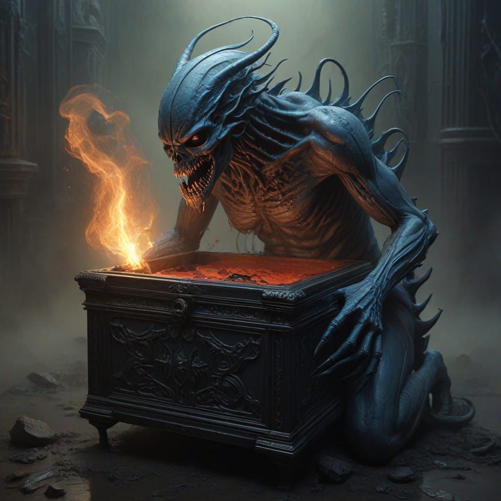 A vivid and haunting, hyperrealistic, hyper-detailed Ink and oil ...