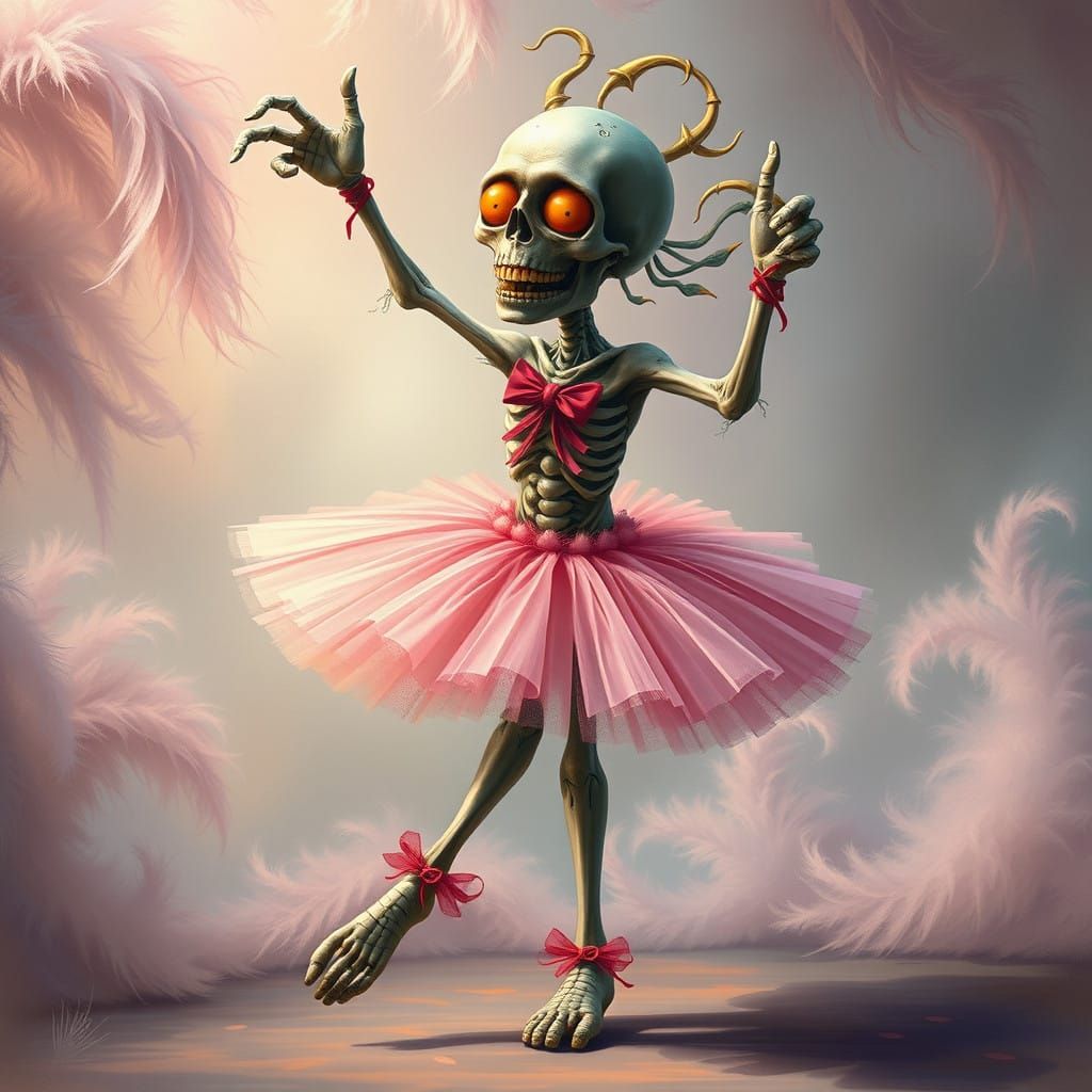 Fantastical Ballet Zombie in Whimsical Tutu - AI Art