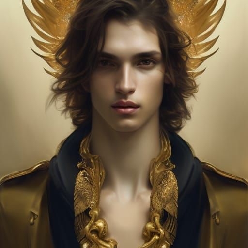 Extravagant ethereal Victoria secret angelic male model gold ...