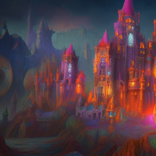Psychedelic fantasy castle - AI Generated Artwork - NightCafe Creator