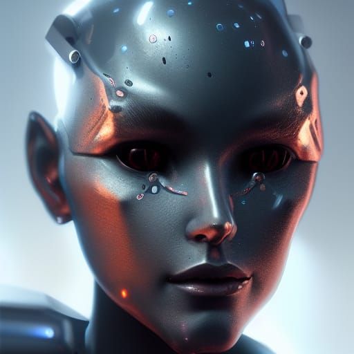 C Cyber humanoid robot face - AI Generated Artwork - NightCafe Creator