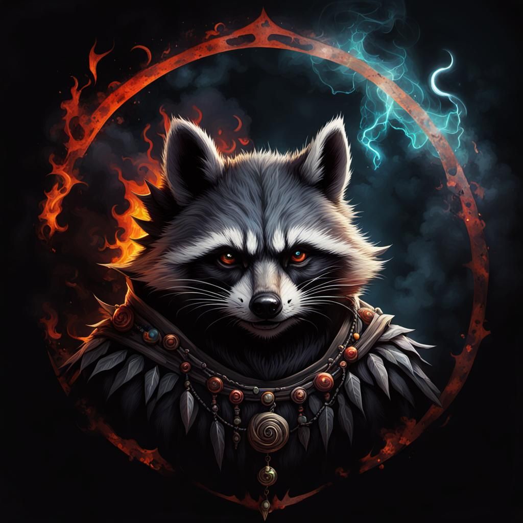 Hell Creature Transformation Power Up Racoon Bat Shaman Alchemy Aura - AI Generated Artwork ...